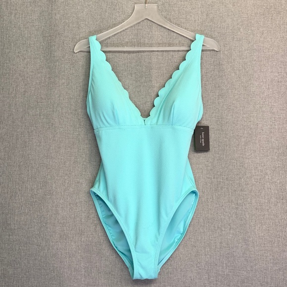 kate spade | Swim | Kate Spade Scallop Plunge V Neck One Piece Swimsuit ...